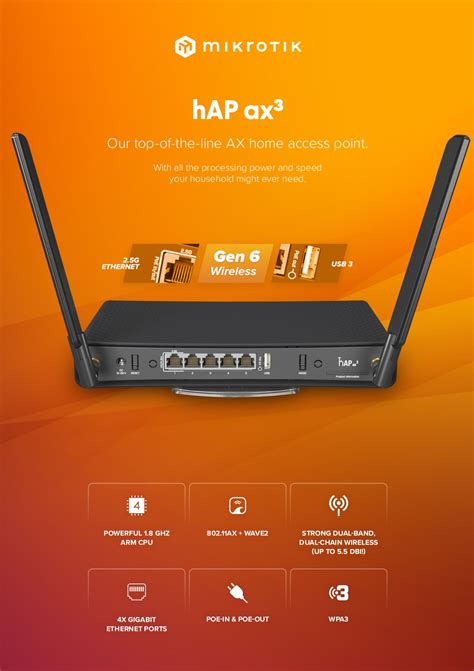 Mikrotik Hap Ax3 Wifi 6 Dual Band Gigabit Router W 1gb Ram 1 8 Ghz Quadcore Cpu Poe In Out