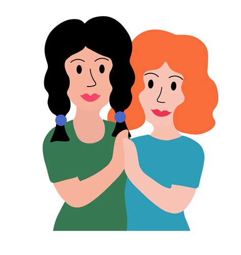 Lgbt Concept Lesbian Married Couple Women Hugging Illustration In Flat Style 46798659 Vector