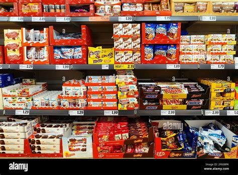 Confectionery Aisle Of A Lidl Supermarket Stock Photo Alamy