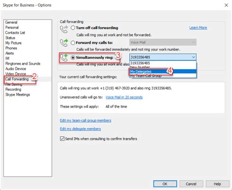 Forwarding Calls With Skype For Business Windows Information Technology Services The