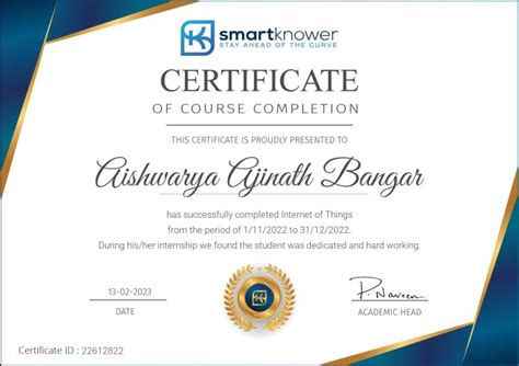 aishwarya bangar on linkedin iot internship smartknower