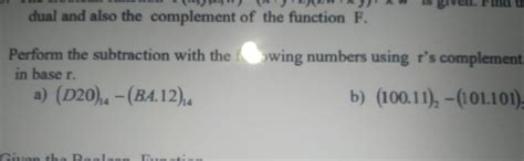 Solved Dual And Also The Complement Of The Function F