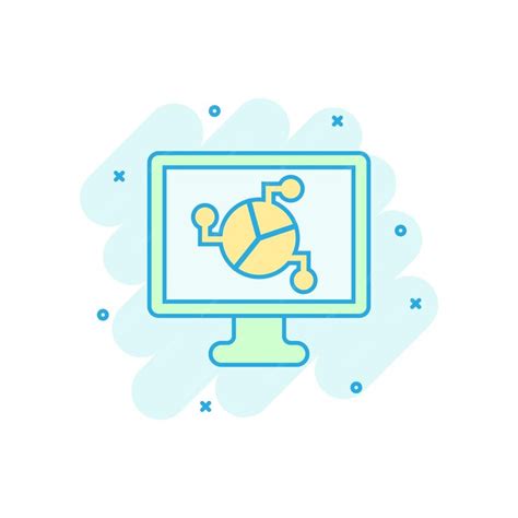 Premium Vector Analytic Monitor Icon In Comic Style Diagram Vector