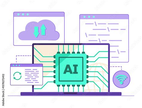 Laptop Computers Microchip Processing By Ai Cpu Program System For