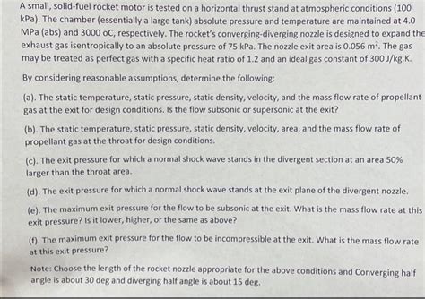 Solved A Small Solid Fuel Rocket Motor Is Tested On A Chegg Com