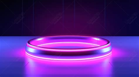 분홍색 및 파란색 조명 효과가 있는 보라색 곡선 테마 3d 홀로그램 연단 원형 디스플레이 로그 배경 연단 배경 제품 디스플레이 배경 이미지 Hd 로그 연단 제품