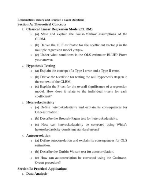 Econometrics Theory And Practice 1 Pdf Ordinary Least Squares