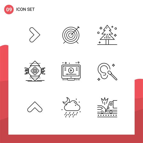 user interface pack of 9 basic outlines of concept ubiquitous