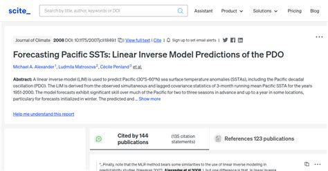 Forecasting Pacific Ssts Linear Inverse Model Predictions Of The Pdo