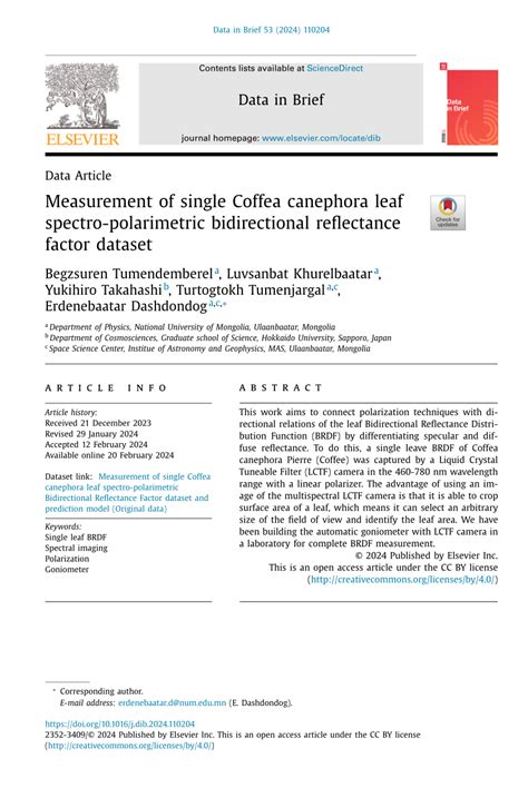 Pdf Measurement Of Single Coffea Canephora Leaf Spectro Polarimetric Bidirectional Reflectance