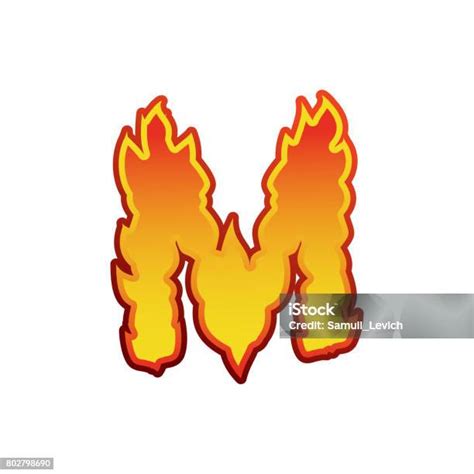 편지 M 화재입니다 글꼴 글자 불길 알파벳 문자를 문신 불 같은 기호 문자 가연성에 대한 스톡 벡터 아트 및 기타 이미지 가연성 기체 물리 구조 노랑 Istock
