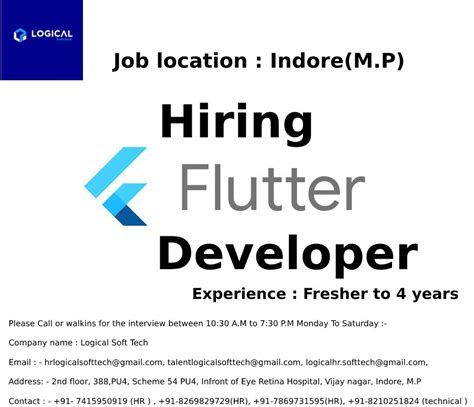 Logical Soft Tech On Linkedin Hiring Flutter Developer 1job Location