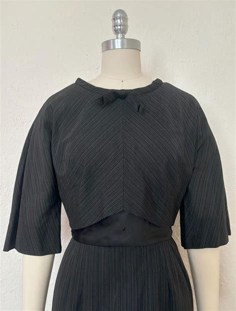 As Is 1960s Black And White Striped Day Dress By Terr Gem