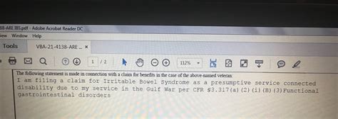 IBS Statement In Support Of Claim Veterans Benefits Network