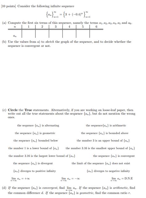 Solved Points Consider The Following Infinite Sequence Chegg Com