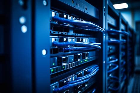 Premium Photo Close Up Of A Server Rack With Minimalist Rack Mount