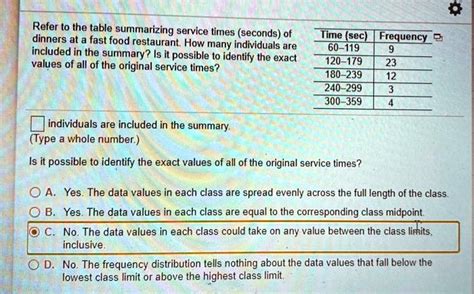 solved refer to the table summarizing service times seconds of