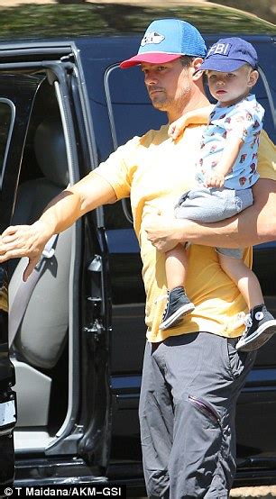 Josh Duhamel S Son Axl Wears A Mini Fbi Baseball Cap Daily Mail Online