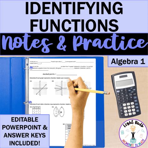 Identifying Functions Guided Notes And Worksheet Editable Light Bulb Moments In Math