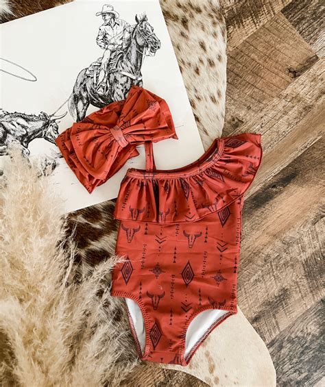Rust Bullskull Dreams Ruffle Swimsuit