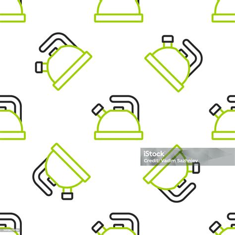 흰색 배경에 핸들 아이콘 격리 매끄러운 패턴 라인 주전자 주전자 아이콘 벡터 3차원 형태에 대한 스톡 벡터 아트 및 기타 이미지