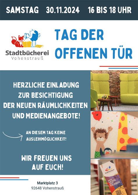 Einladung Zum Tag Der Offenen T R In Der Neuen Stadtb Cherei Vohenstrau
