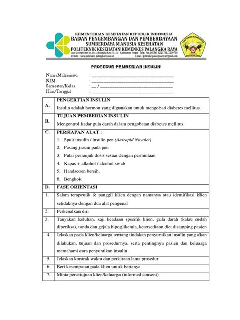 Sop Insulin Pdf Kesehatan Holistik