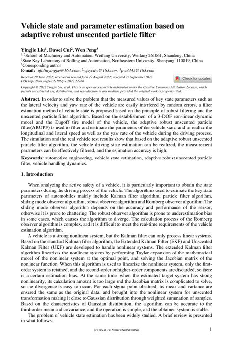 Pdf Vehicle State And Parameter Estimation Based On Adaptive Robust