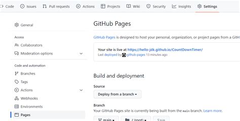 Github I Jdkcountdowntimer 정적페이지 Gitpage 기능으로 호스팅하기