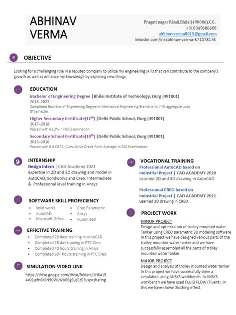 Abhinav Resume Pdf Application Software Computer Aided Design