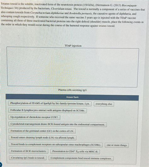 Solved Tetanus Toxoid Is The Soluble Inactivaled Form Of