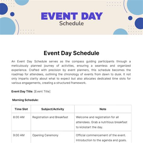 FREE Schedule Templates Examples Edit Online Download