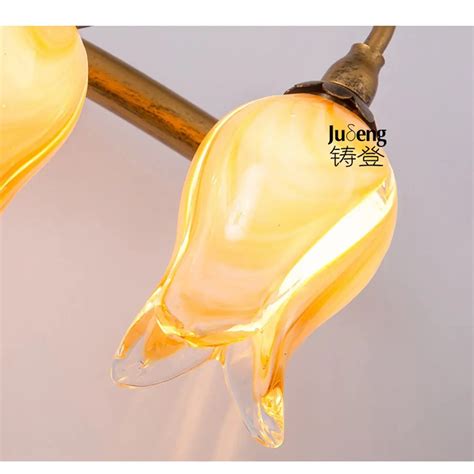 Европейские бронзовые металлические листья ванная комната настенный светильник стеклянный