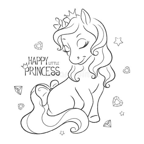 Art Happy Little Unicorn Coloring Pages Stock Vector Illustration