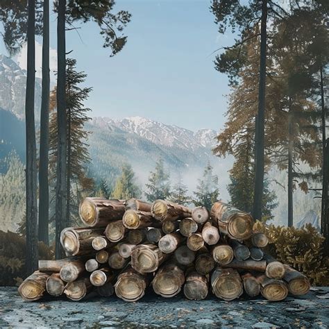 Free Photo 3d Rendering Of Wood Logs