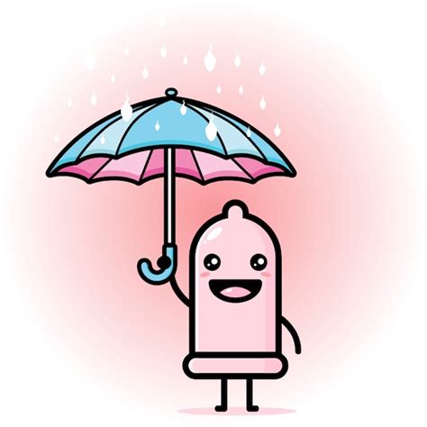 Premium Vector Cute Condom Mascot Wearing An Umbrella