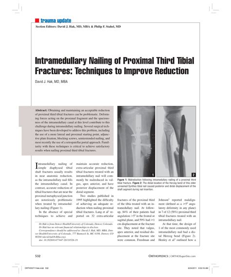 Pdf Intramedullary Nailing Of Proximal Third Tibial Fractures