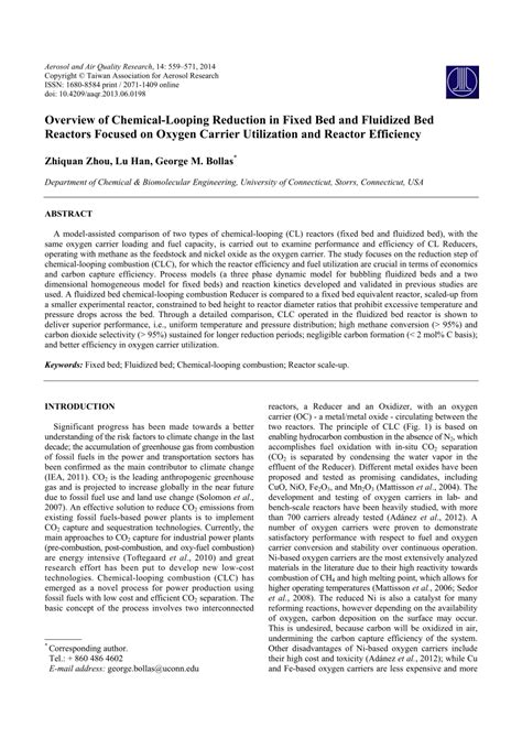 Pdf Overview Of Chemical Looping Reduction In Fixed Bed And Fluidized