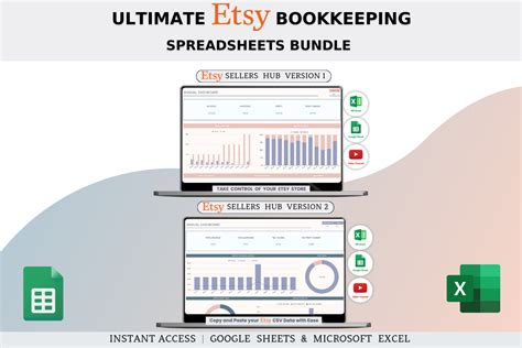 Etsy Bookkeeping Spreadsheet In Excel Gráfico Por Chartsheets