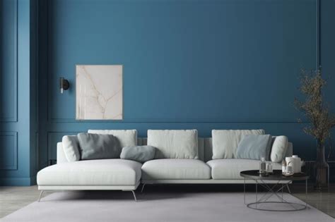 Premium Ai Image Blue Room Sofa Couch Design Decor Generate Ai