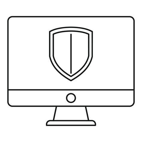 Protected Computer Icon Outline Style 14616104 Vector Art At Vecteezy