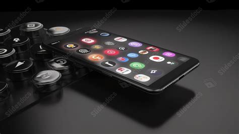 Mobile Application Buttons In D Rendering Beside Locked Screen
