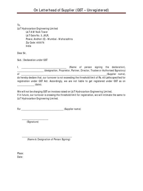 04 Gst Not Registered Declaration Form V1 Pdf