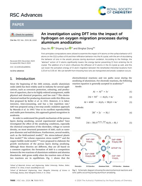 Pdf An Investigation Using Dft Into The Impact Of Hydrogen On Oxygen