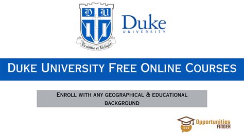Duke University Free Online Courses Opportunities Finder