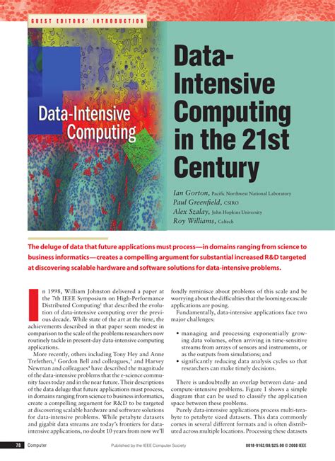 Pdf Data Intensive Computing In The 21st Century” Ieee Computer 41