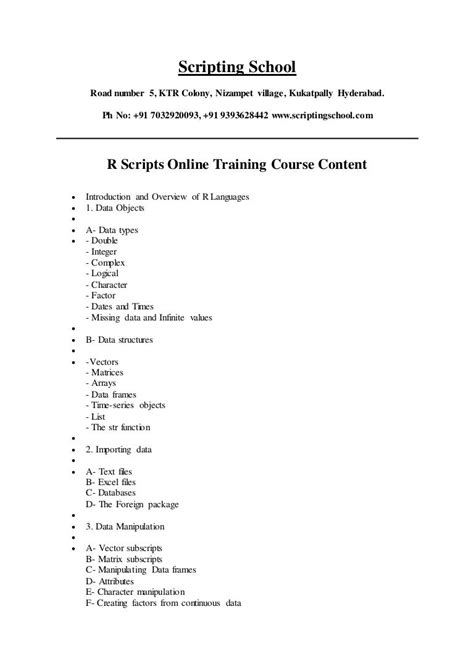 R Scripts Online Training In Hyderabad India