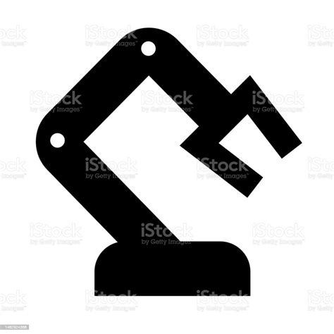 Robot Arm Industrial Machinery Silhouette Icon Manufacturing Automation Vector Stock