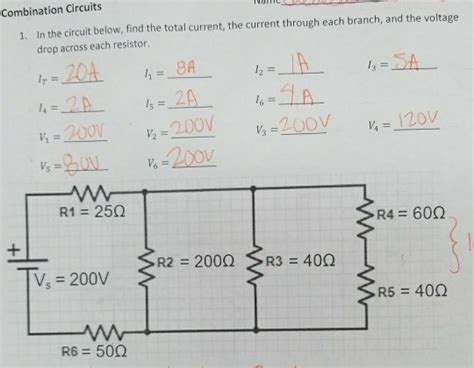 Solved Combination Circuits 1 In The Circuit Below Find