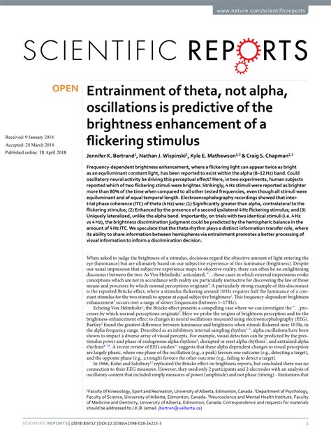 Pdf Entrainment Of Theta Not Alpha Oscillations Is Predictive Of The Brightness Enhancement